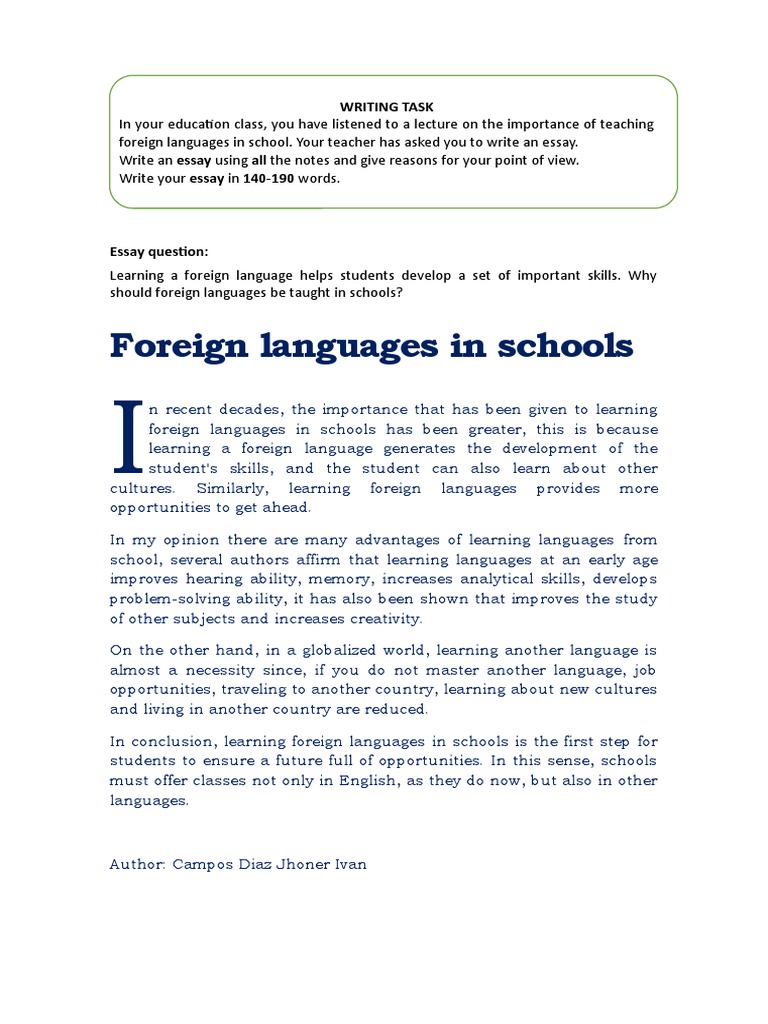 Importance of Teaching Foreign Languages | PDF | Language Arts ...