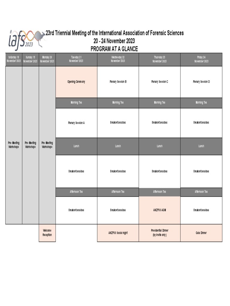 IAFS2023 Program at A Glance | PDF