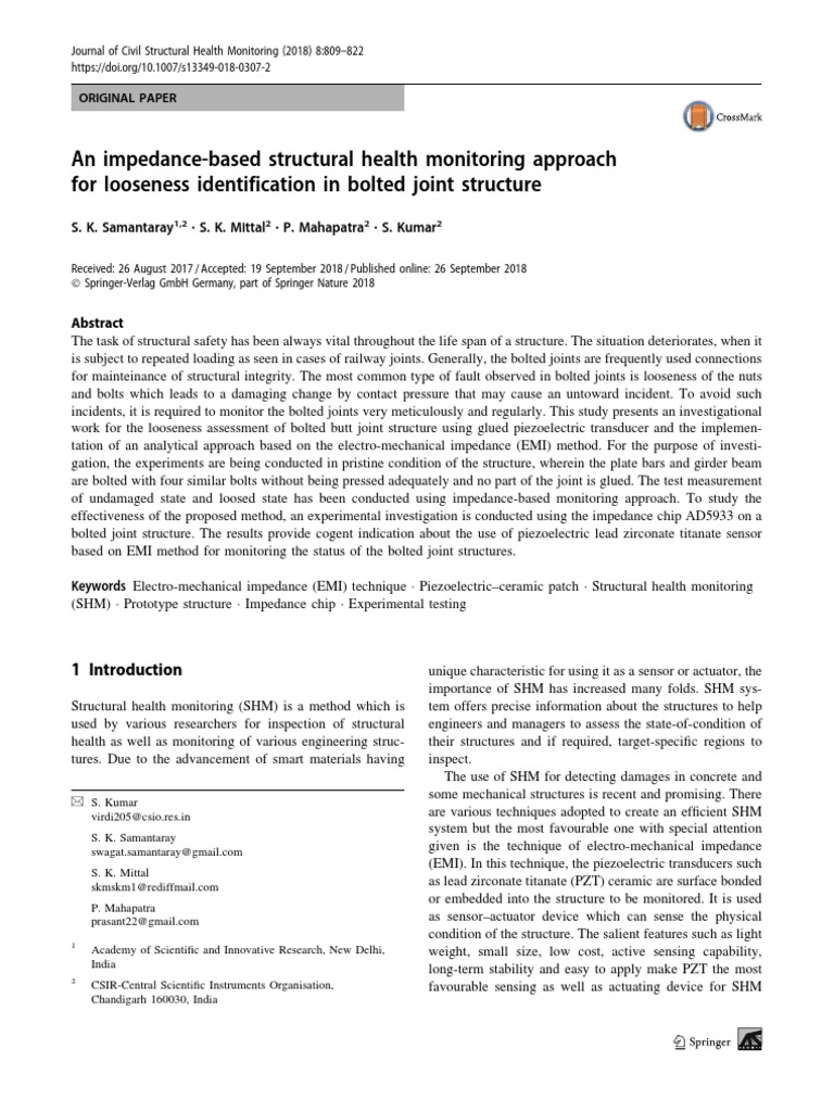 An Impedance-Based Structural Health Monitoring Approach For Looseness ...