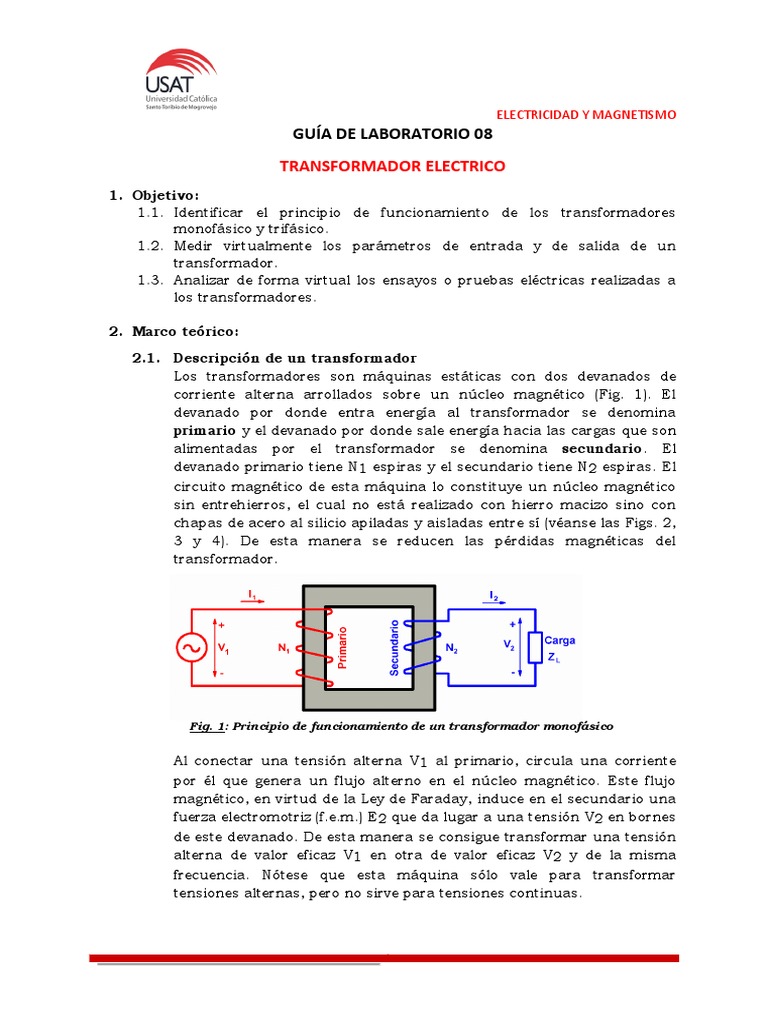 Laboratorio 08 de Electricidad y Magnetismo | PDF | Transformador ...