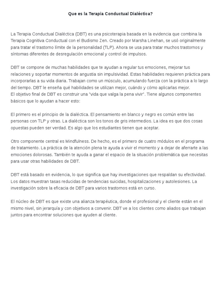 Terapia Conductual Dial Ctica GiXwYpZf | PDF | Terapia dialéctica conductual | Pensamiento