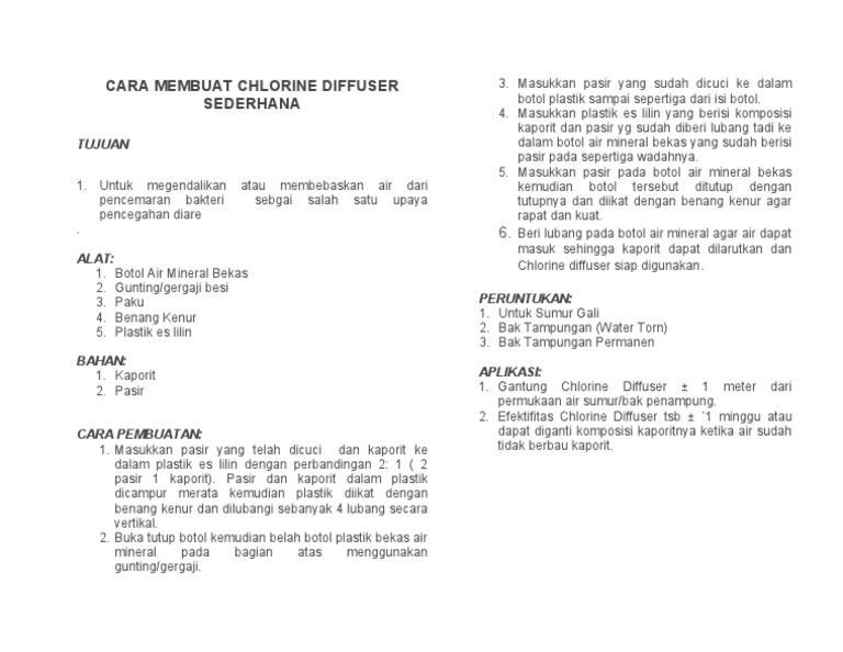 Cara Membuat Chlorine Diffuser | PDF