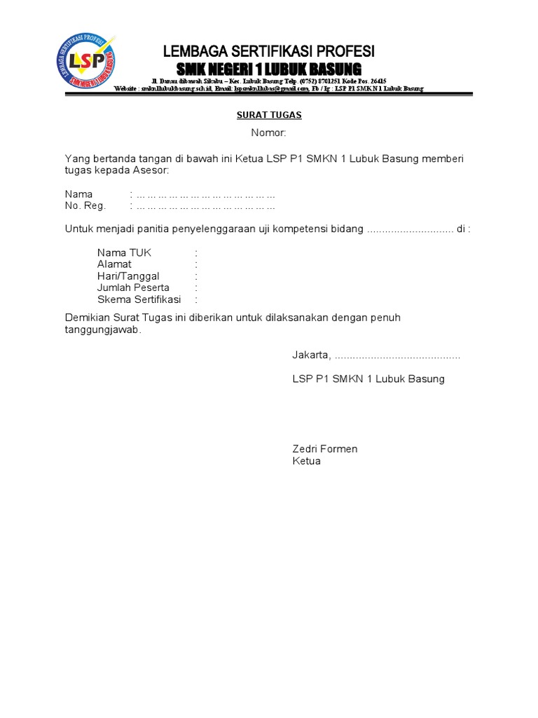 Form 13 Surat Tugas Asesor | PDF