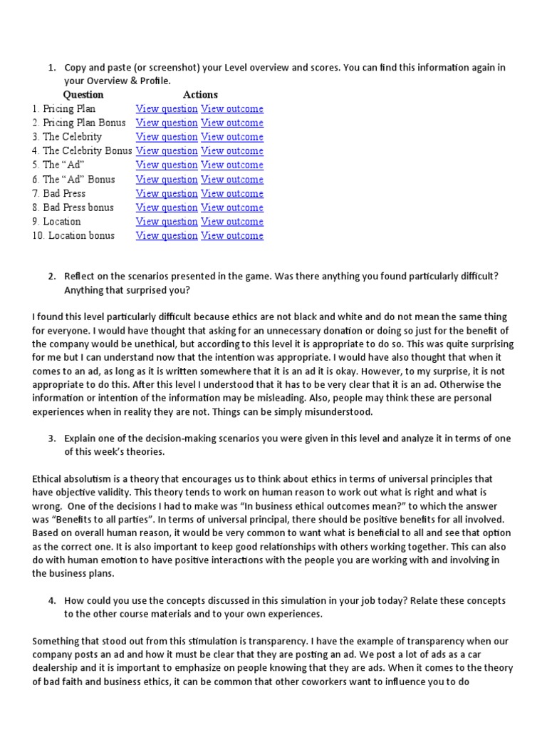 Ogl 345 Reflection Paper 3 | PDF | Reason | Experience