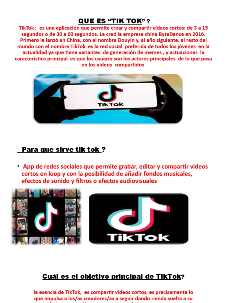 Qué es TikTok y su objetivo principal | PDF