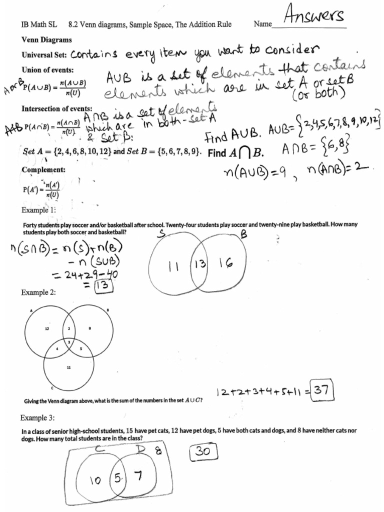 Notes Jan 24 Venn Diagrams | PDF