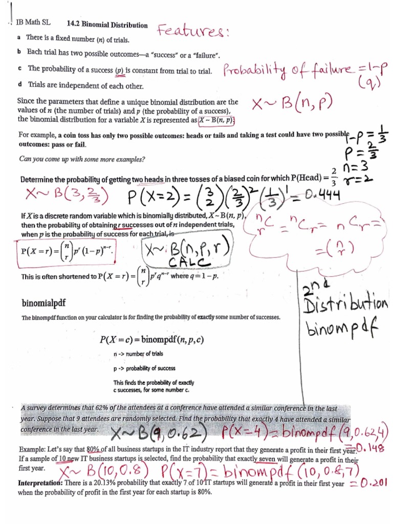 6.2 Binomial Distribution Notes Day 1 | PDF