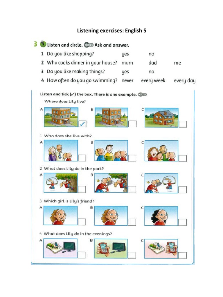 Listening Exercises English 5 | PDF