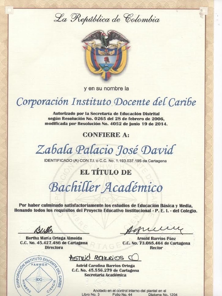 Diploma Grado Undecimo | PDF