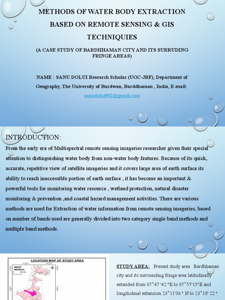 Methods of Water Body Extraction Based On Remote Sensing & Gis ...
