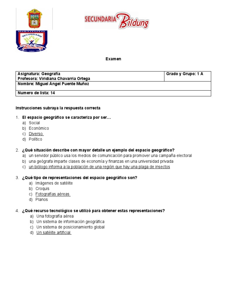 Examen de Geografia 1 | PDF | Clima | Temblores