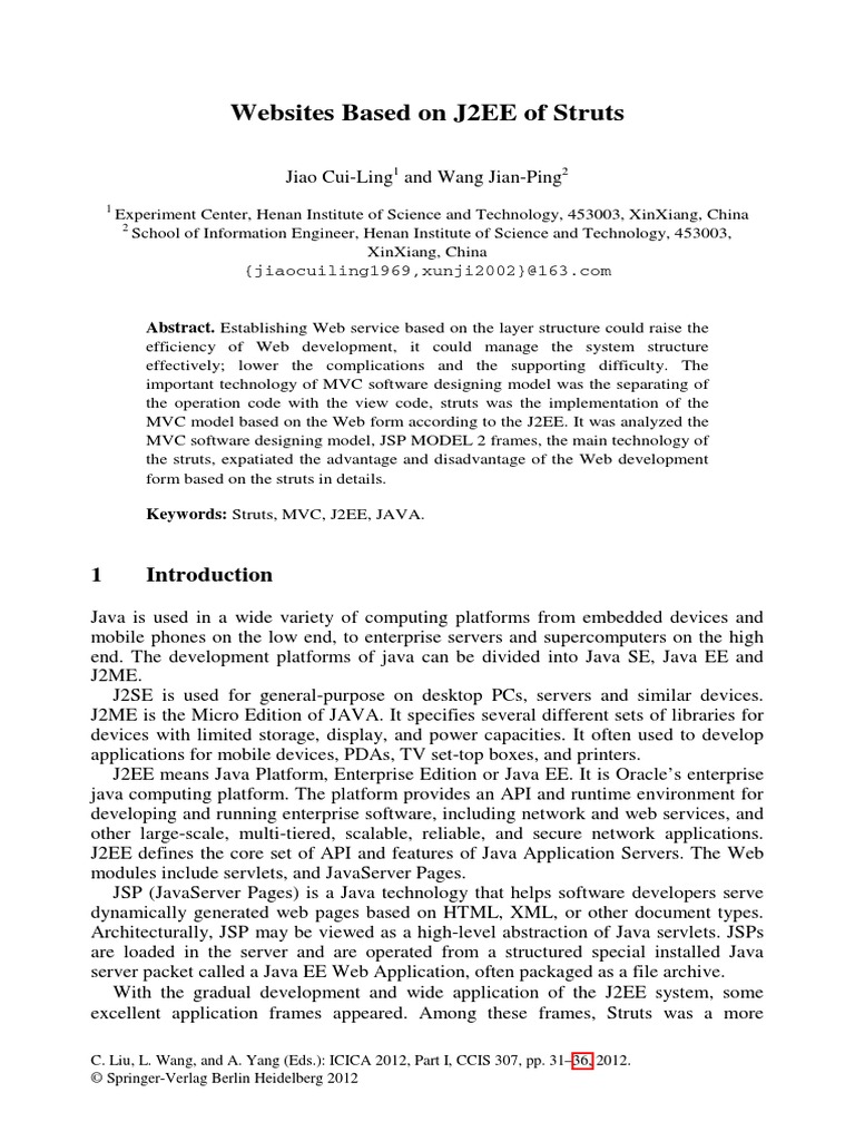 Paper 2 - Websites Based On J2EE of Struts | PDF | Java (Programming ...
