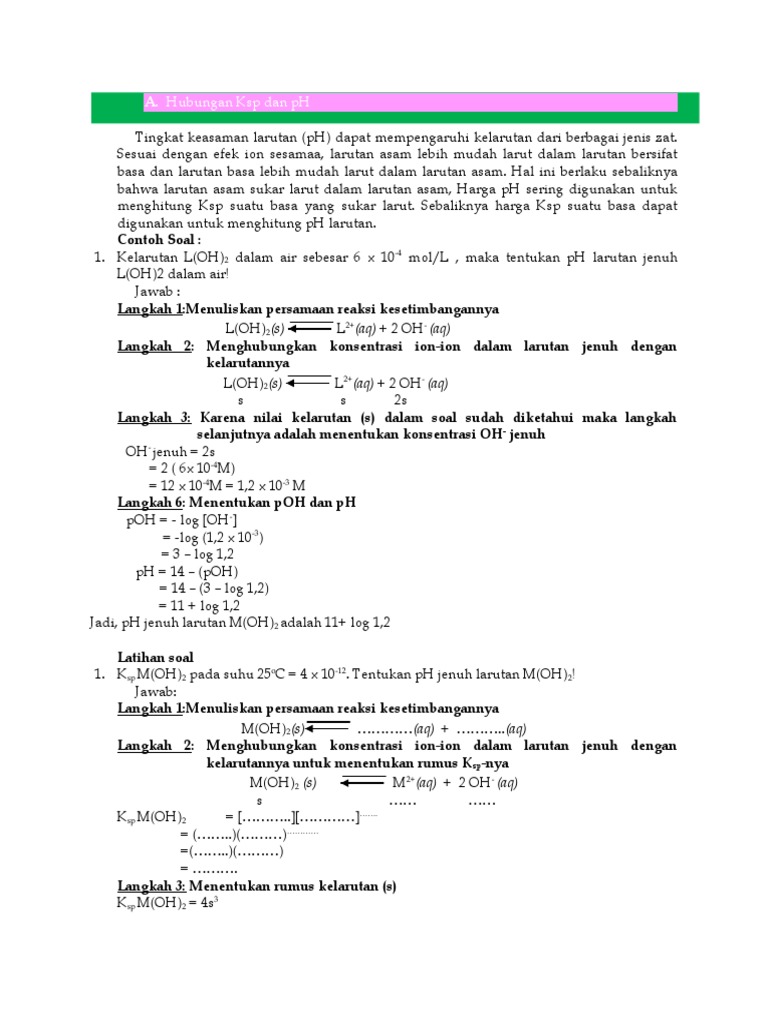 Hubungan KSP Dan PH | PDF
