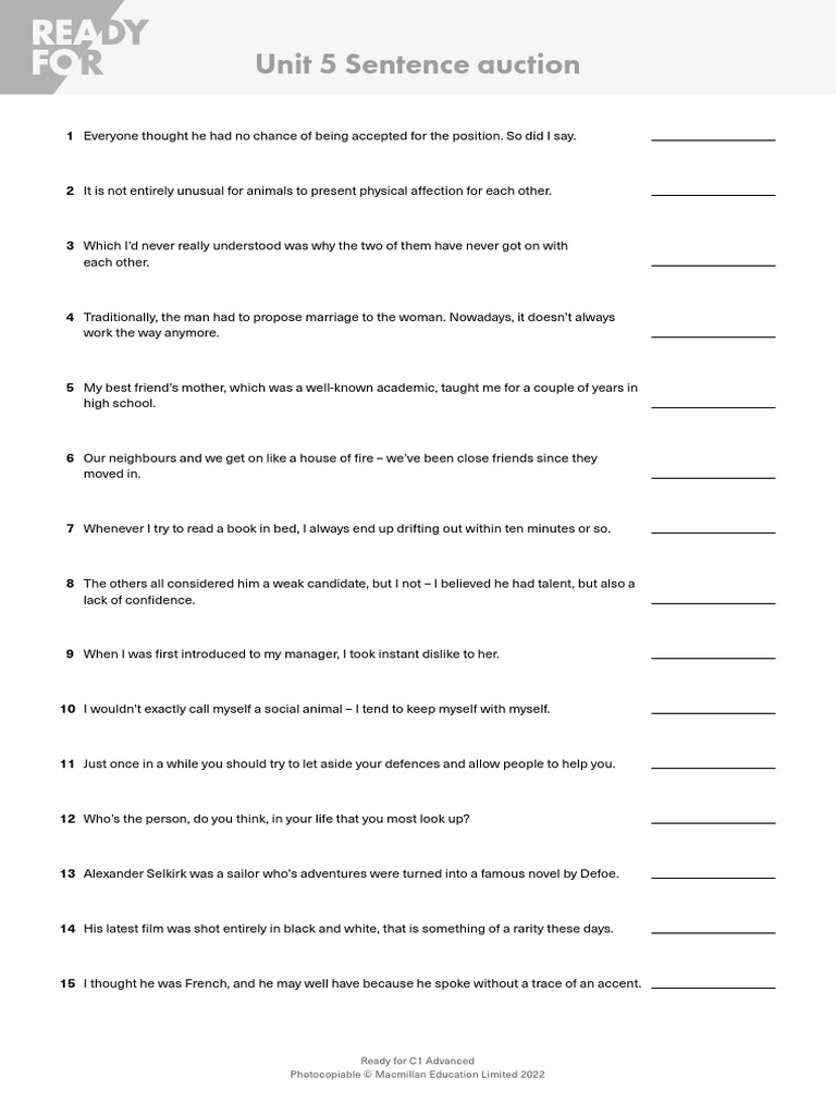 RfC1A CA U5 Sentence Auction | PDF | Sentence (Linguistics) | Linguistics