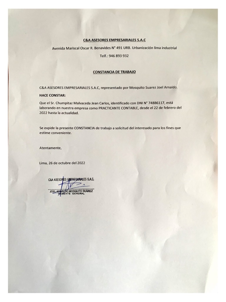 Constancia Laboral | PDF