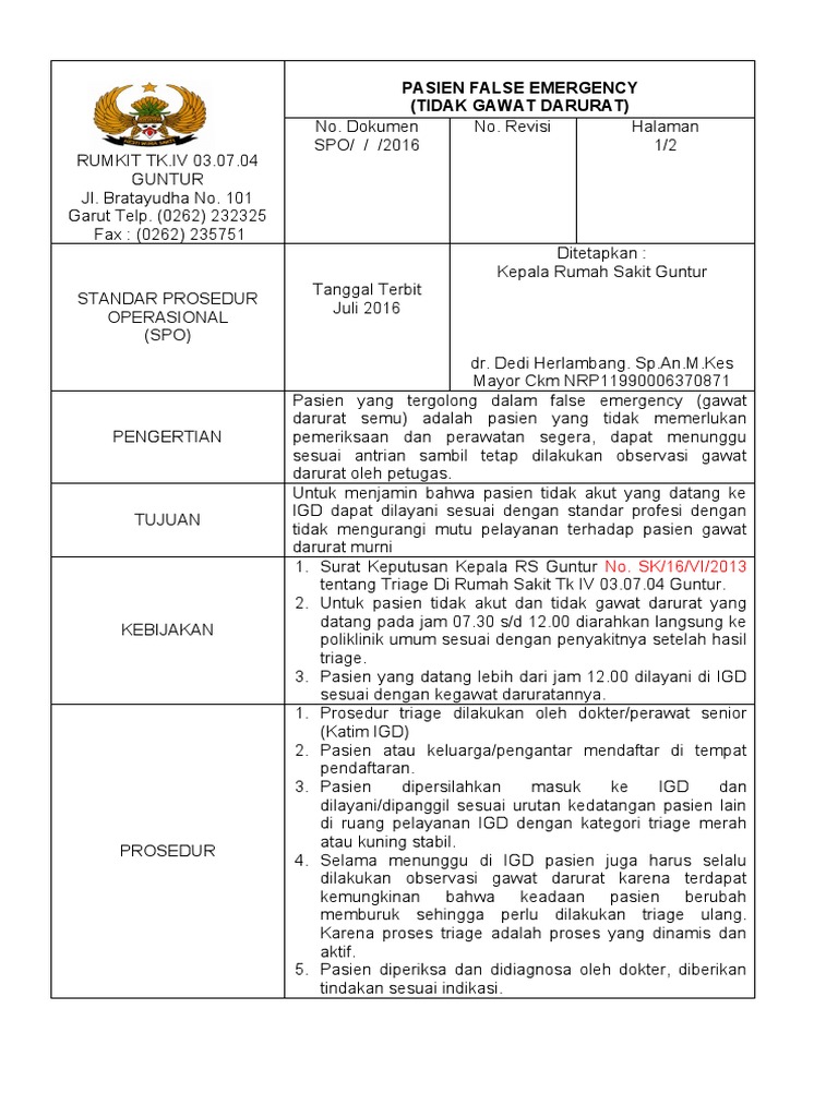 SPO False Emergency | PDF