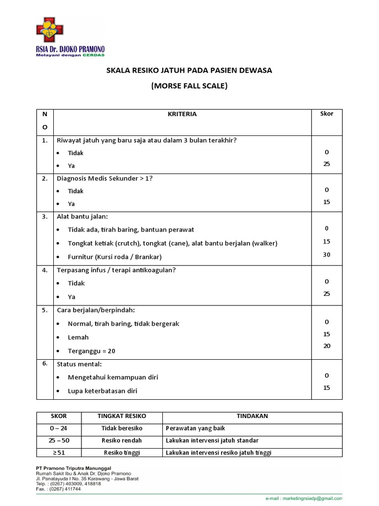 Skala Resiko Jatuh Dewasa | PDF