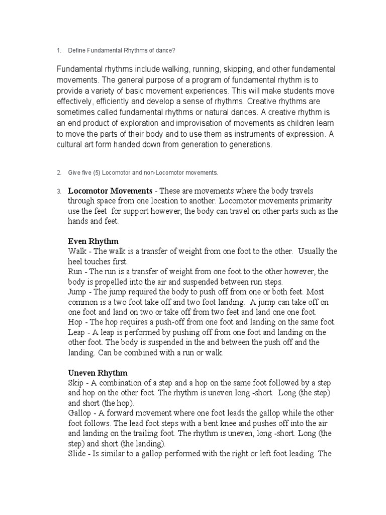 Fundamental Rhythms and Locomotor Movements in Dance: A Breakdown of ...
