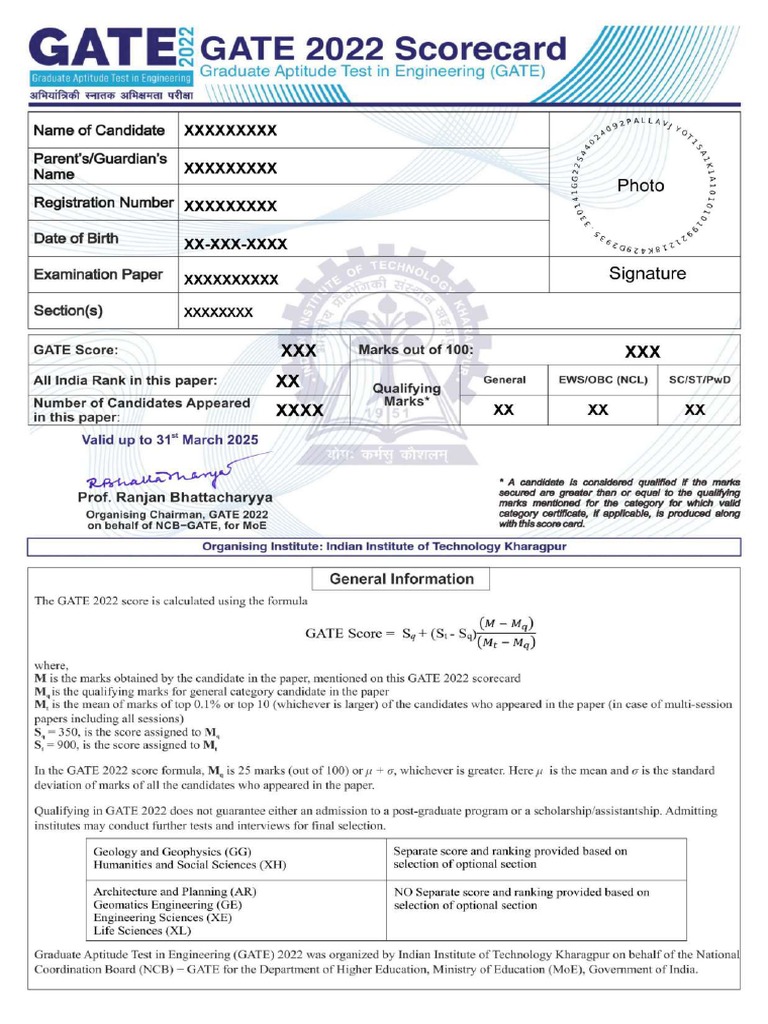 Gate Score Card Scaled | PDF
