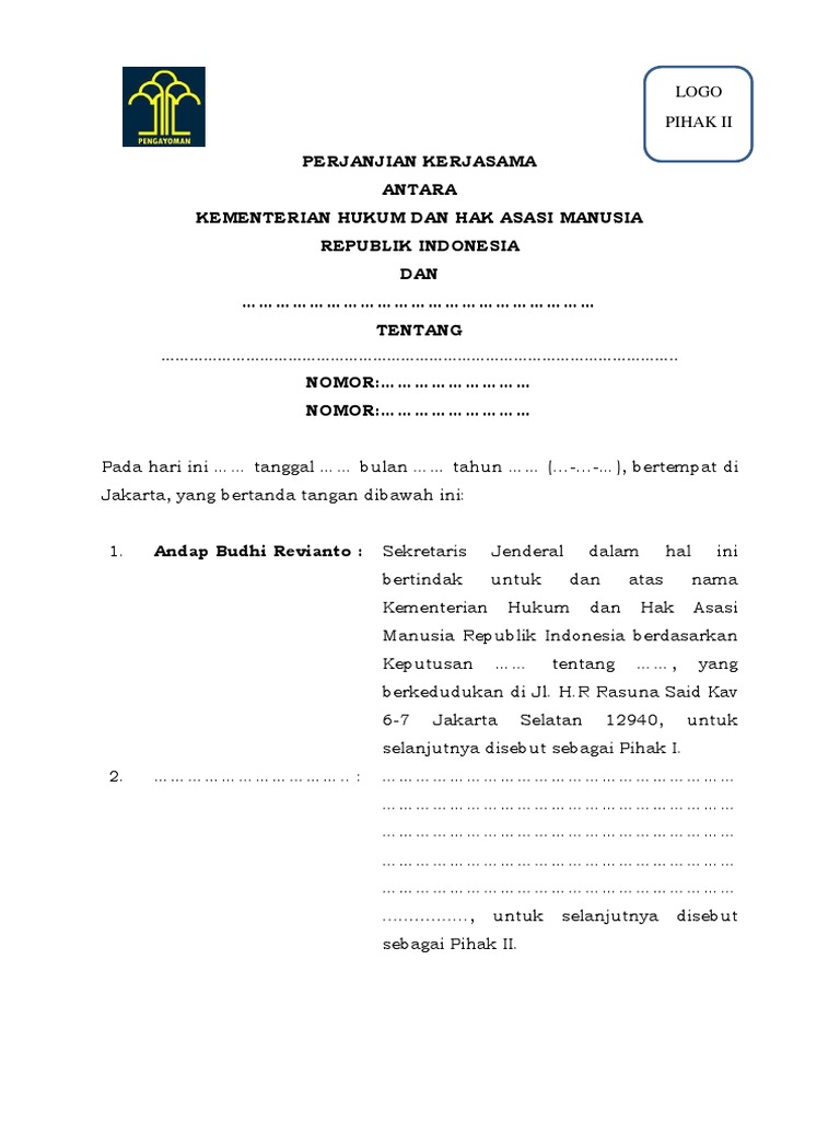 Format Pks Kemenkumham Dengan Instansi Pdf