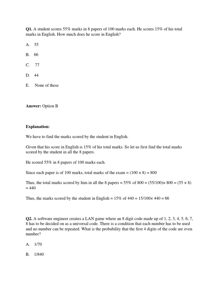 Wipro NLTH Aptitude Questions and Answers | PDF | Interest | Compound Interest