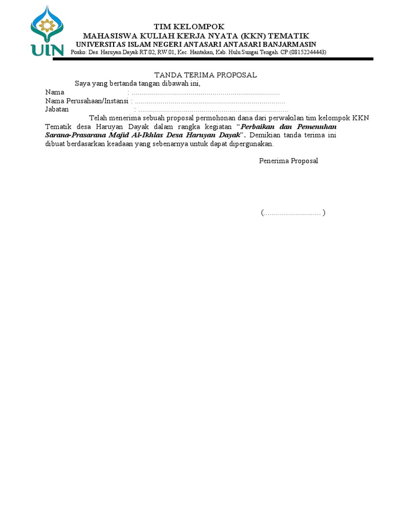Tanda Terima Proposal Dana Masjid | PDF
