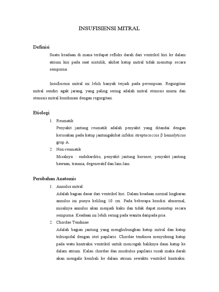 Insufisiensi Mitral: Penyebab dan Penanganan | PDF | Griya & Taman ...