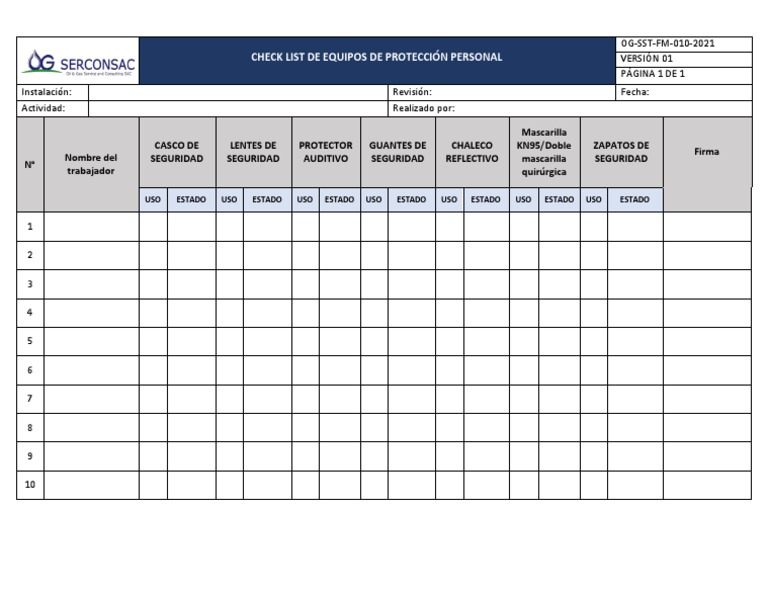 Check List de Epp-1 | PDF