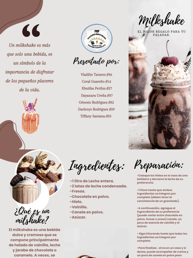 Milkshake Brochure | PDF | Malteada | Comida y bebida