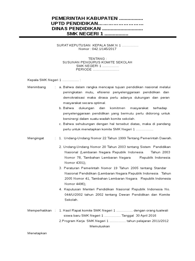 Contoh SK Komite | PDF