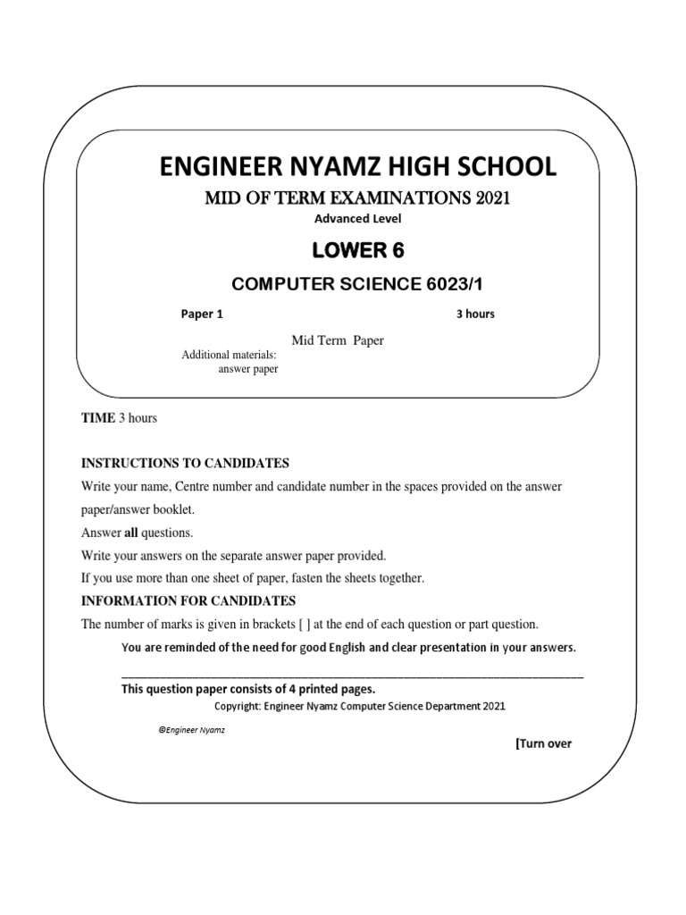 L6 Paper 1 Pdf Conceptual Model Computer Architecture