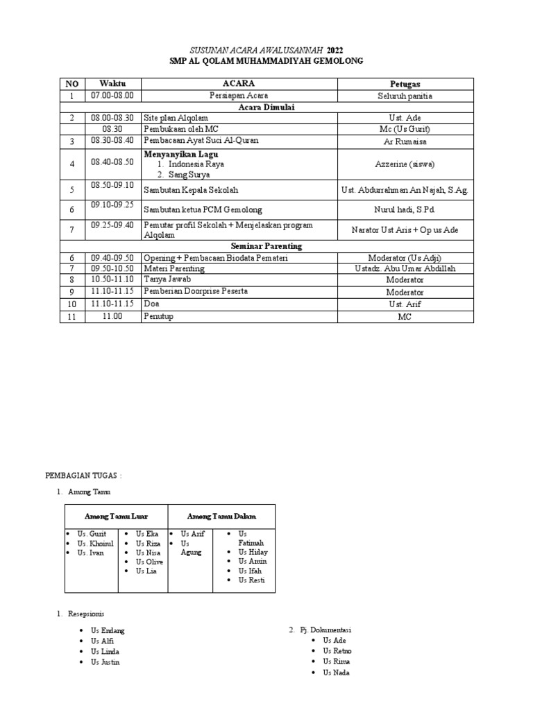 Susunan Acara Fix | PDF