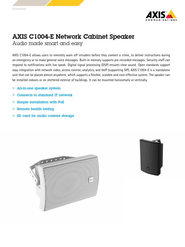 AXIS C1004-E Black | PDF | Session Initiation Protocol | Loudspeaker