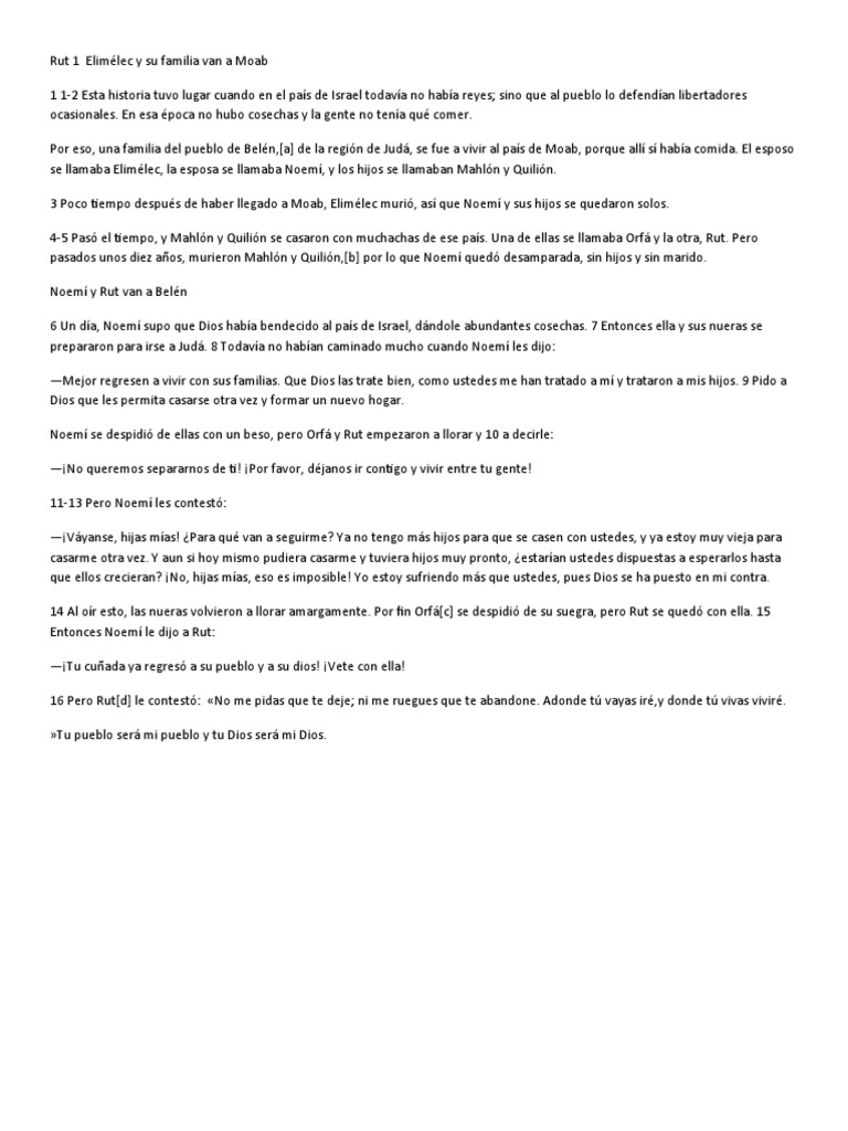 Rut 1 Elimélec y Su Familia Van A Moab | PDF