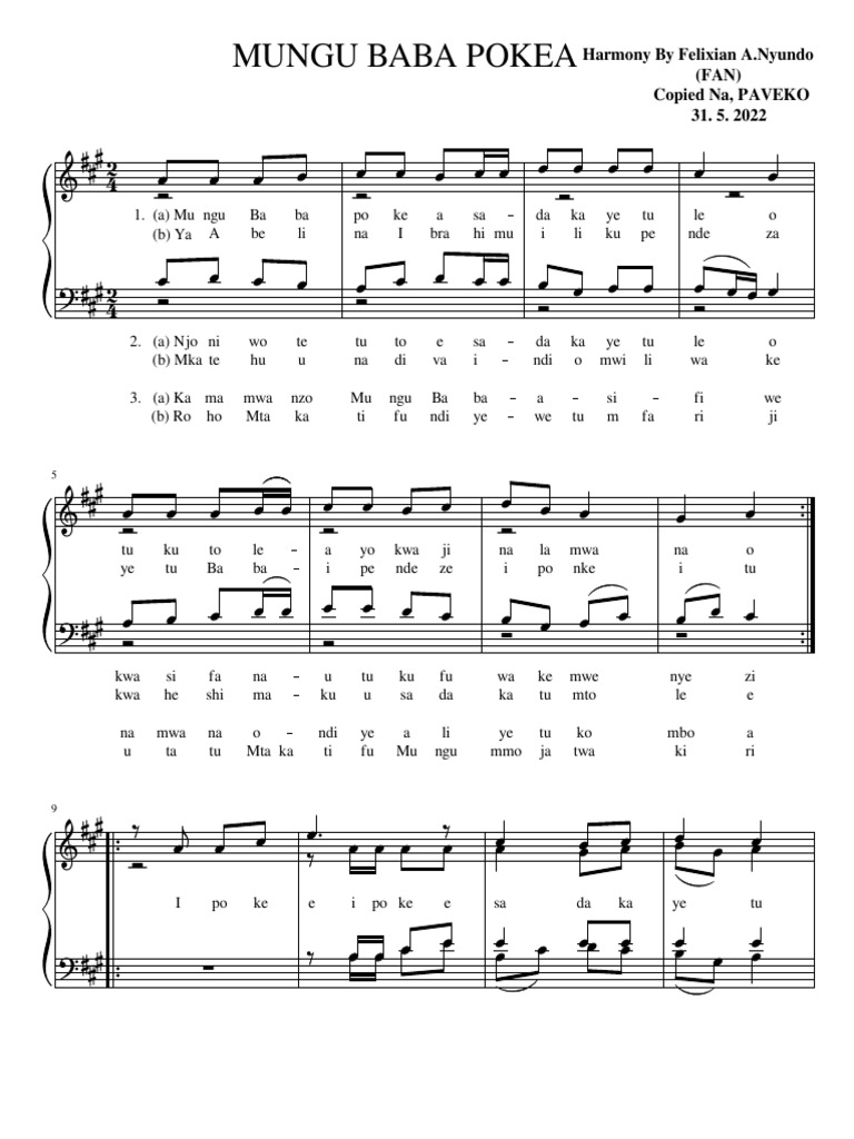 Mungu Baba Pokea | PDF