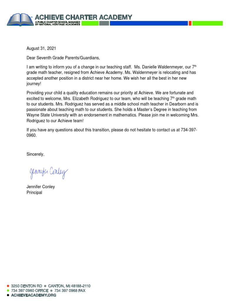 7th Grade Parent Letter | PDF