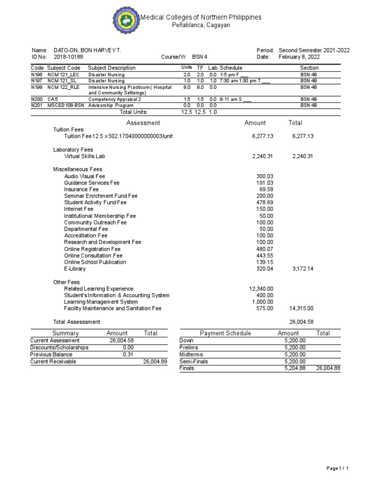 Assessment Form | PDF | Fee | Nursing