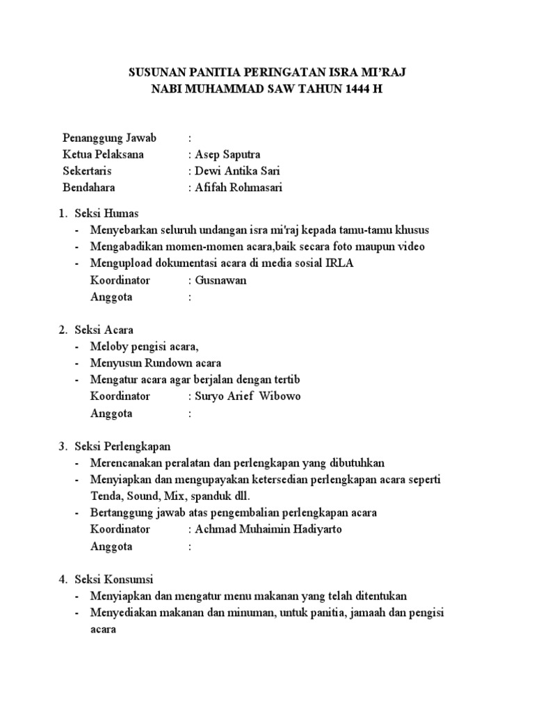 SUSUNAN PANITIA PERINGATAN ISRA MIraj | PDF | Perjalanan | Sains ...