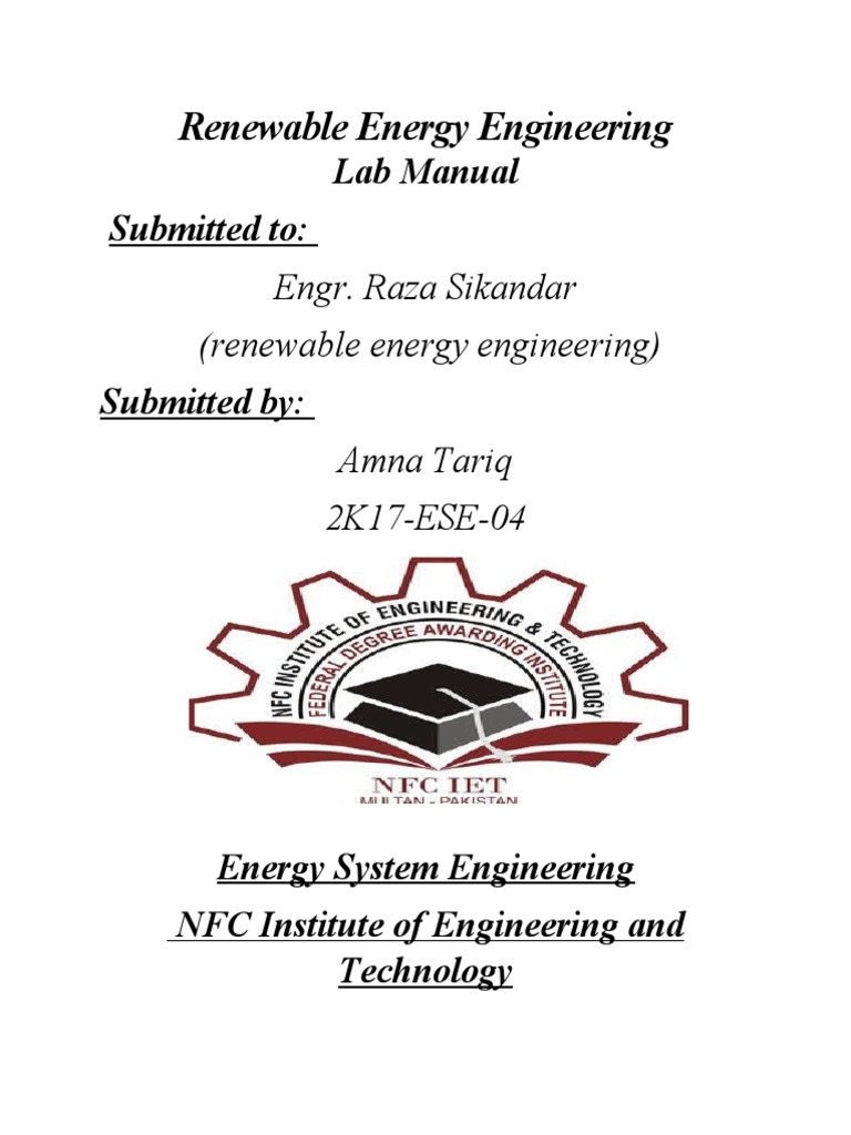 Renewable Energy Lab Manual Overview | PDF | Photovoltaics | Biogas