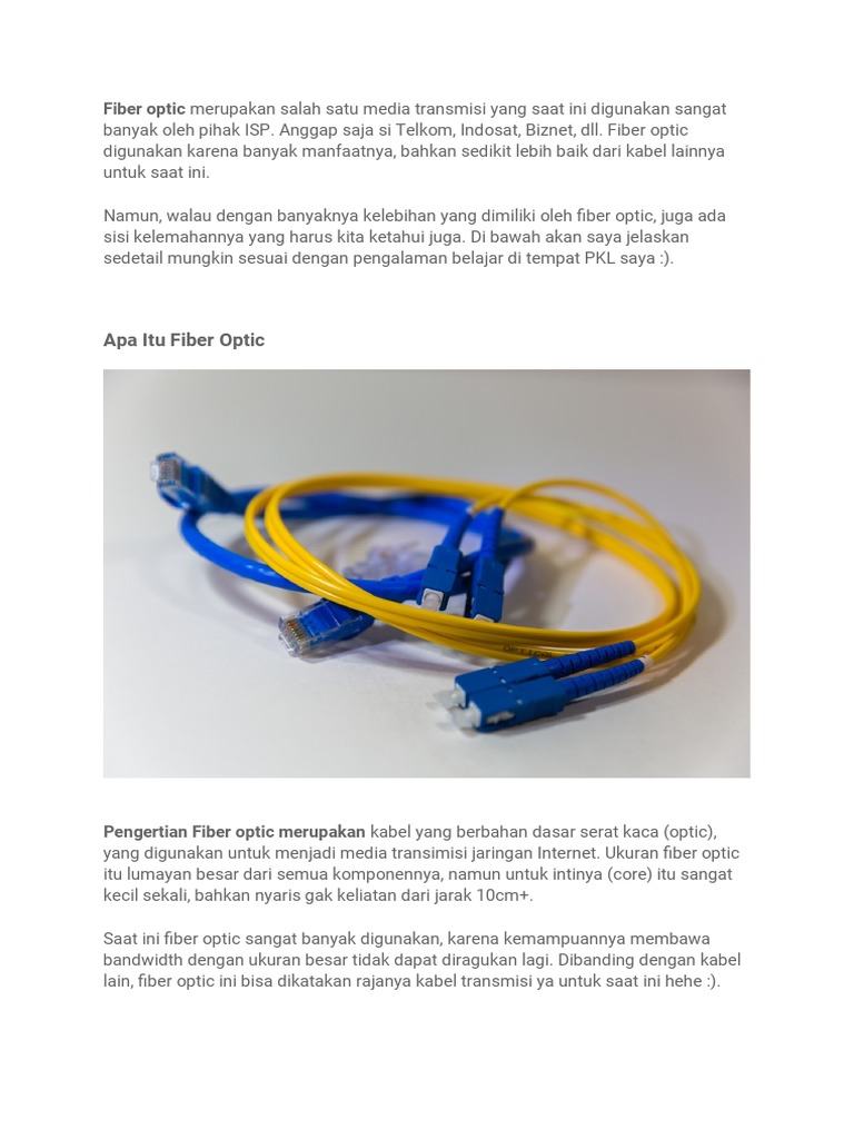Pengenalan Bagian-Bagian Fiber Optic | PDF