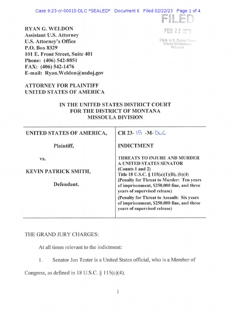 Kevin Patrick Smith Indictment - Redacted | PDF