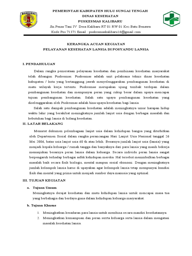 KAK Posyandu Lansia | PDF