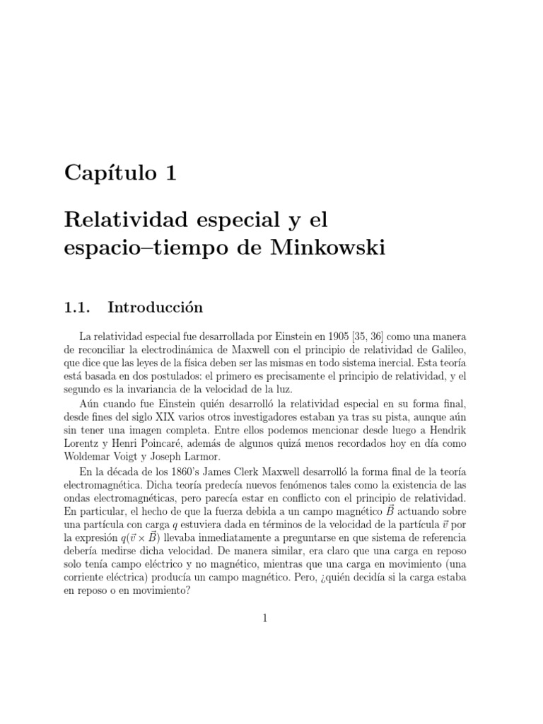 Capitulo 1 Relatividad Miguel Alcubierre | PDF | Relatividad especial ...