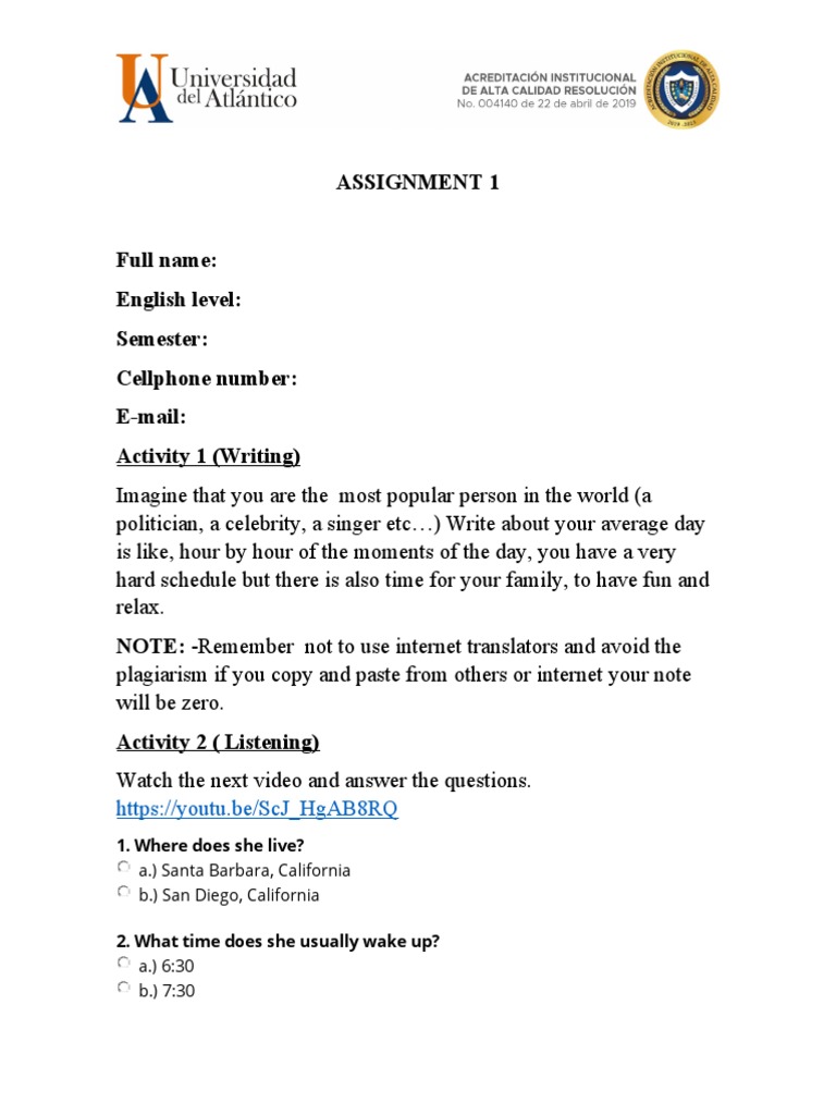 Assignment 1 | PDF