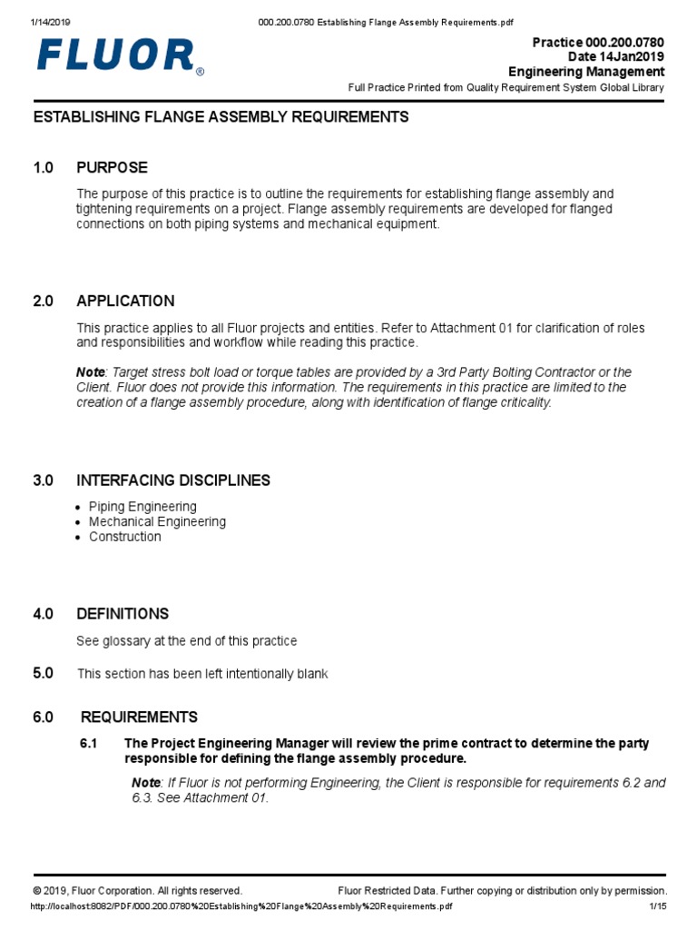000.200.0780 Establishing Flange Assembly Requirements | PDF | Leak | Screw