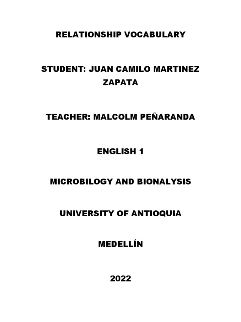 Relationships Vocabulary | PDF