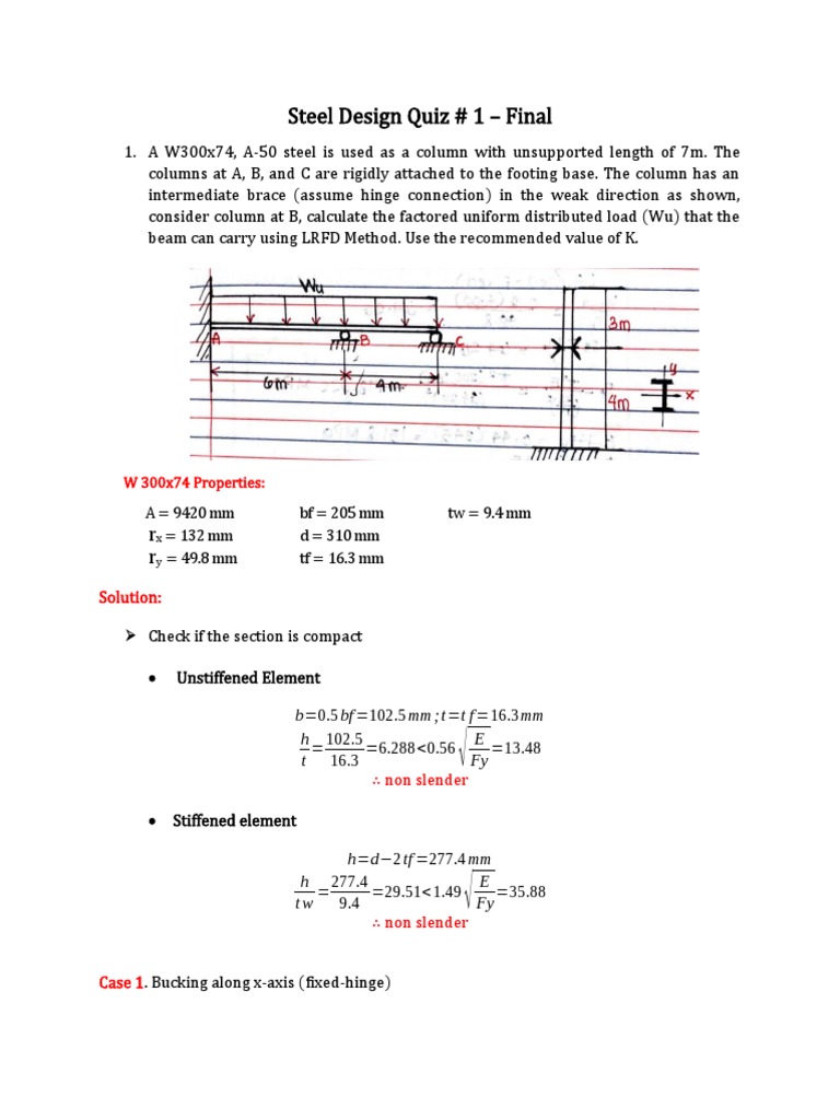 Steel Design Quiz 1 F | Download Free PDF | Civil Engineering ...