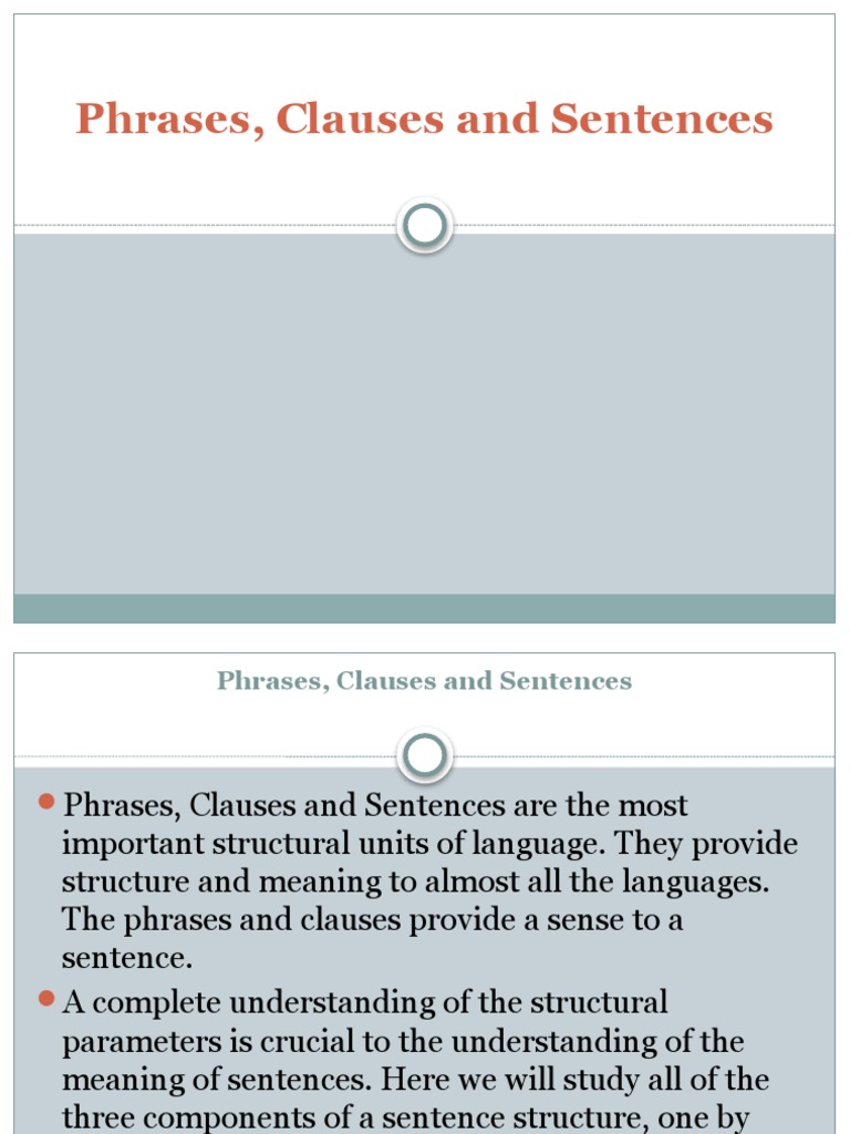 Phrases, Clauses and Sentences | PDF | Clause | Verb