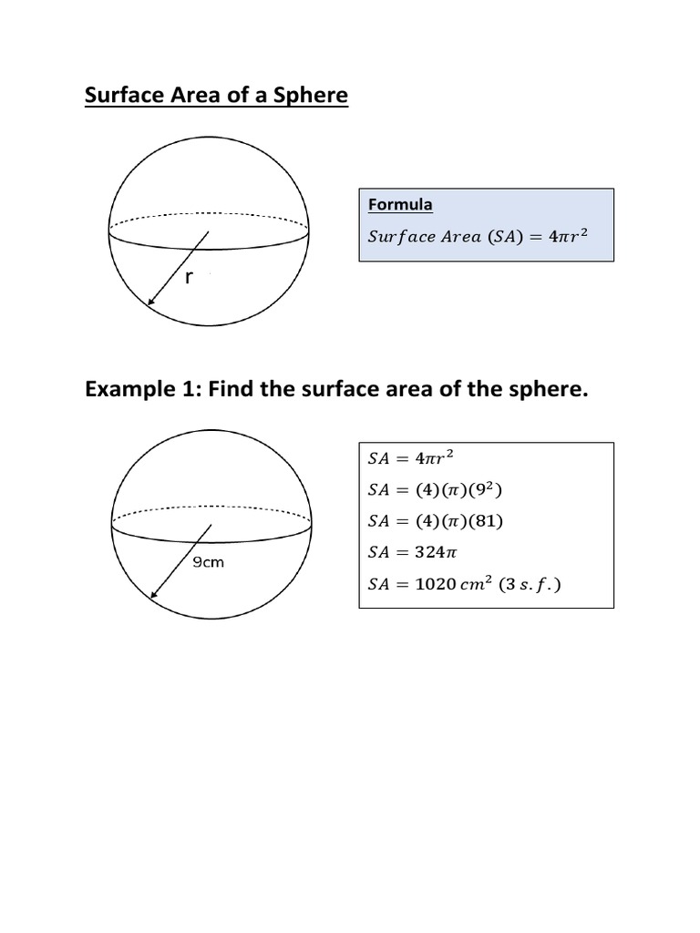 Surface Area of A Sphere | PDF