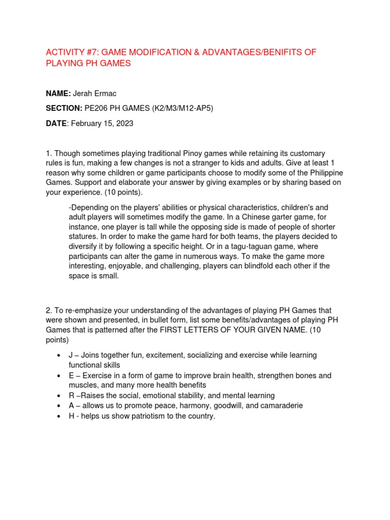 PE206 ACTIVITY7 Ermac | PDF